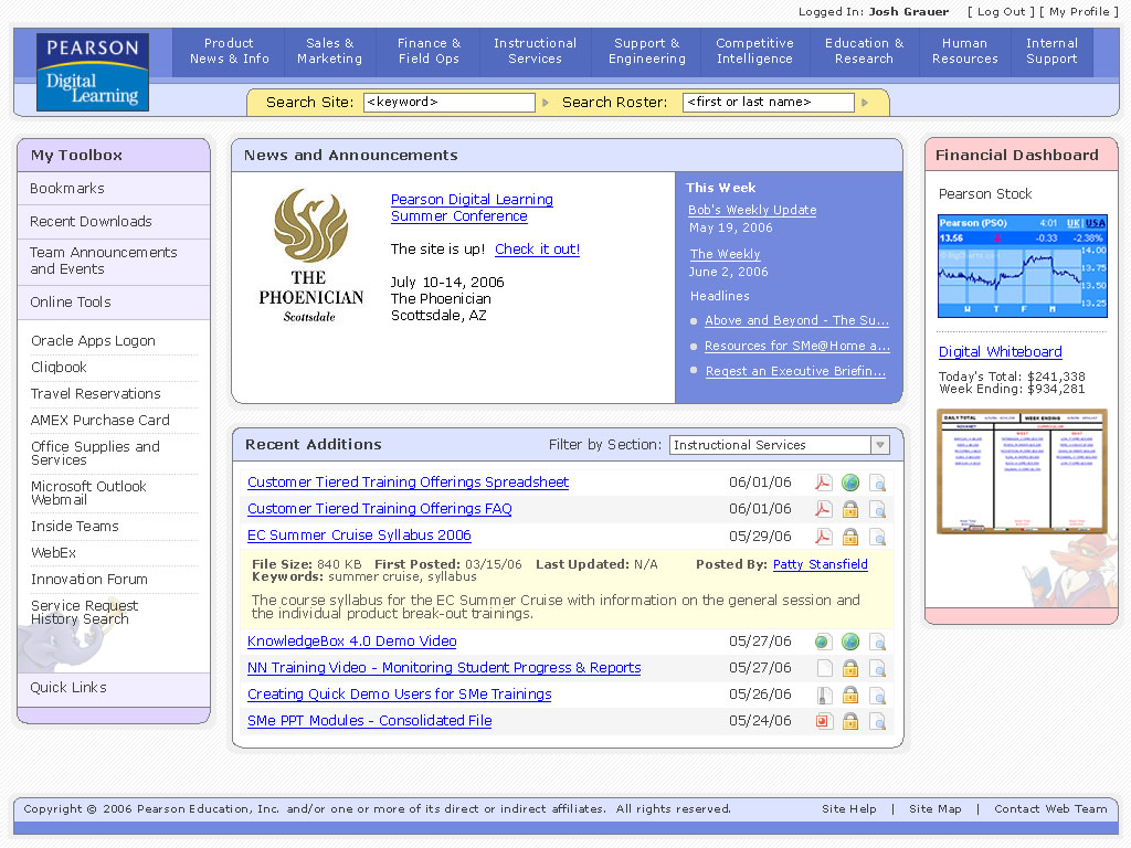 Pearson Digital Learning Intranet